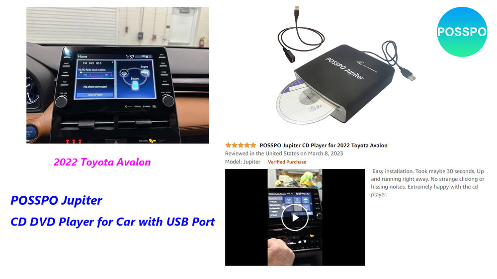Portable External CD DVD Player for Car with USB Port Compatible with – POSSPO