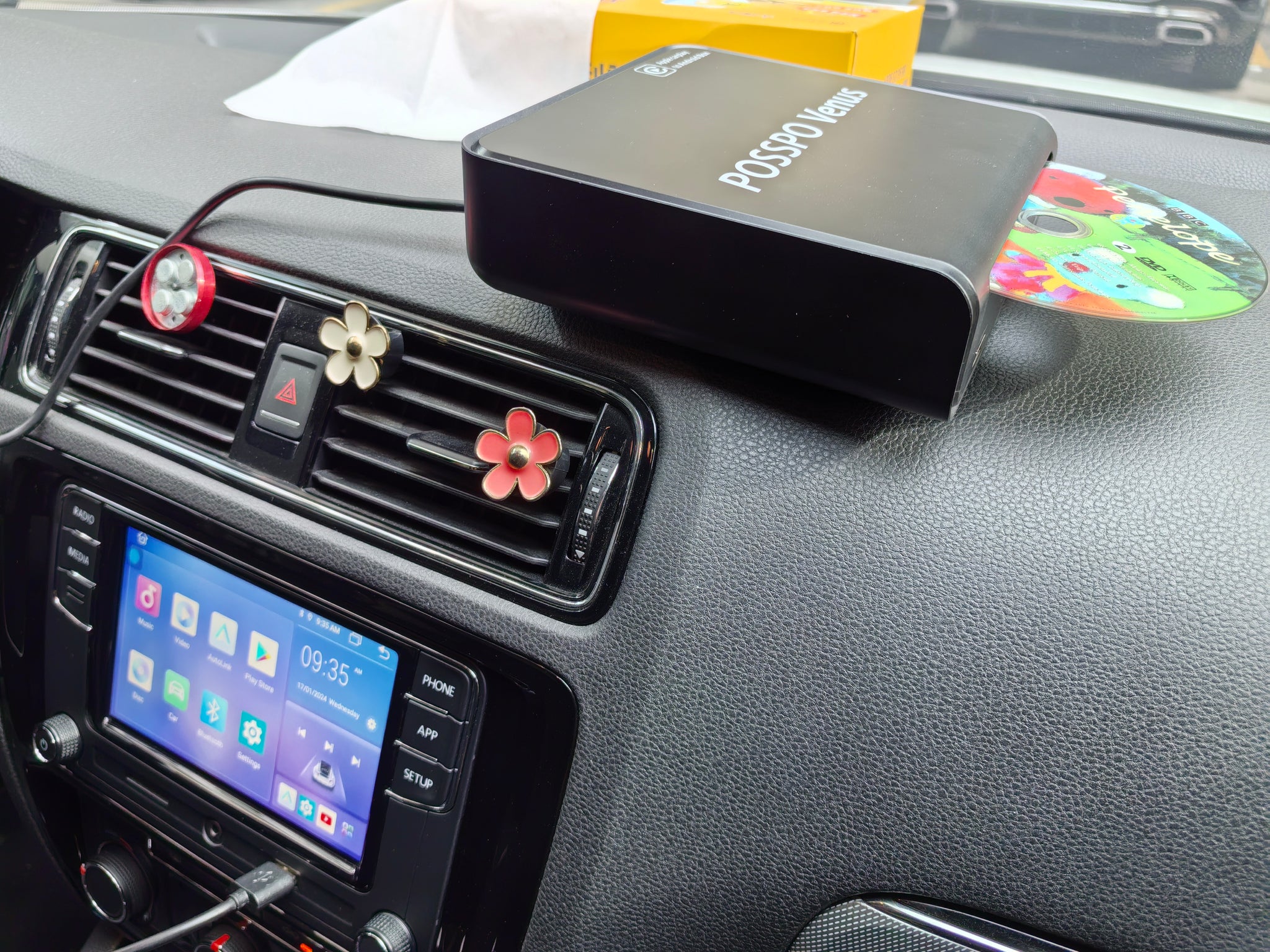 POSSPO Venus CD DVD Player for Car with USB Port, Portable External CD