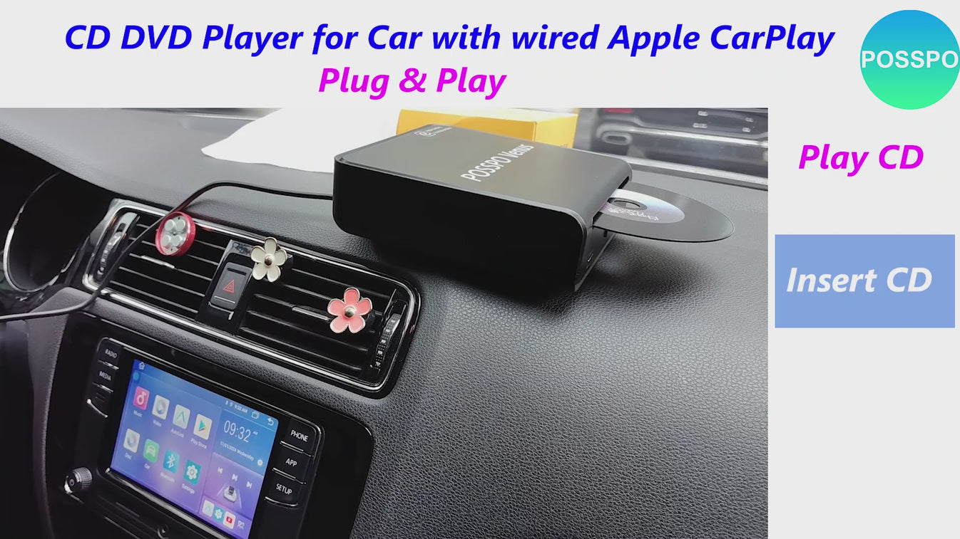 POSSPO Venus CD DVD Player for Car with USB Port, Portable External CD